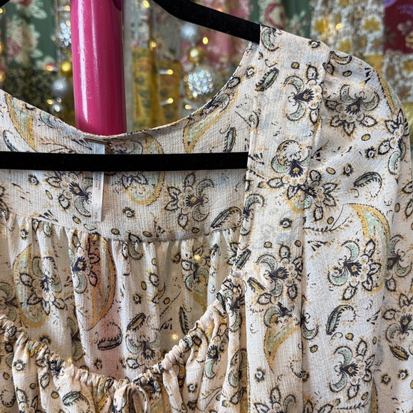 Free People | Tops | Free People 98 Retail Floral Smocked Blouse Cream ...